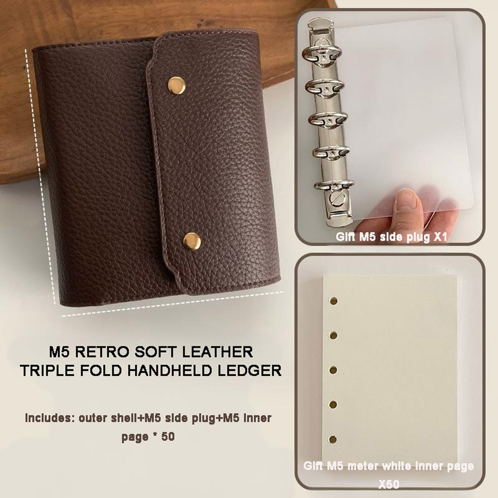 Cuaderno de diario tríptico de cuero suave retro M5A7 | Diario Marrón ...