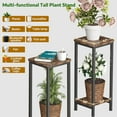 2-Pack Plant Stand Indoor, 2 Tier Wood Corner Plant Stand, Modern ...