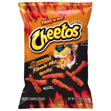 Cheetos Crunchy Flamin' Hot Cheese Flavored Snacks, 3.5 oz Bag ...