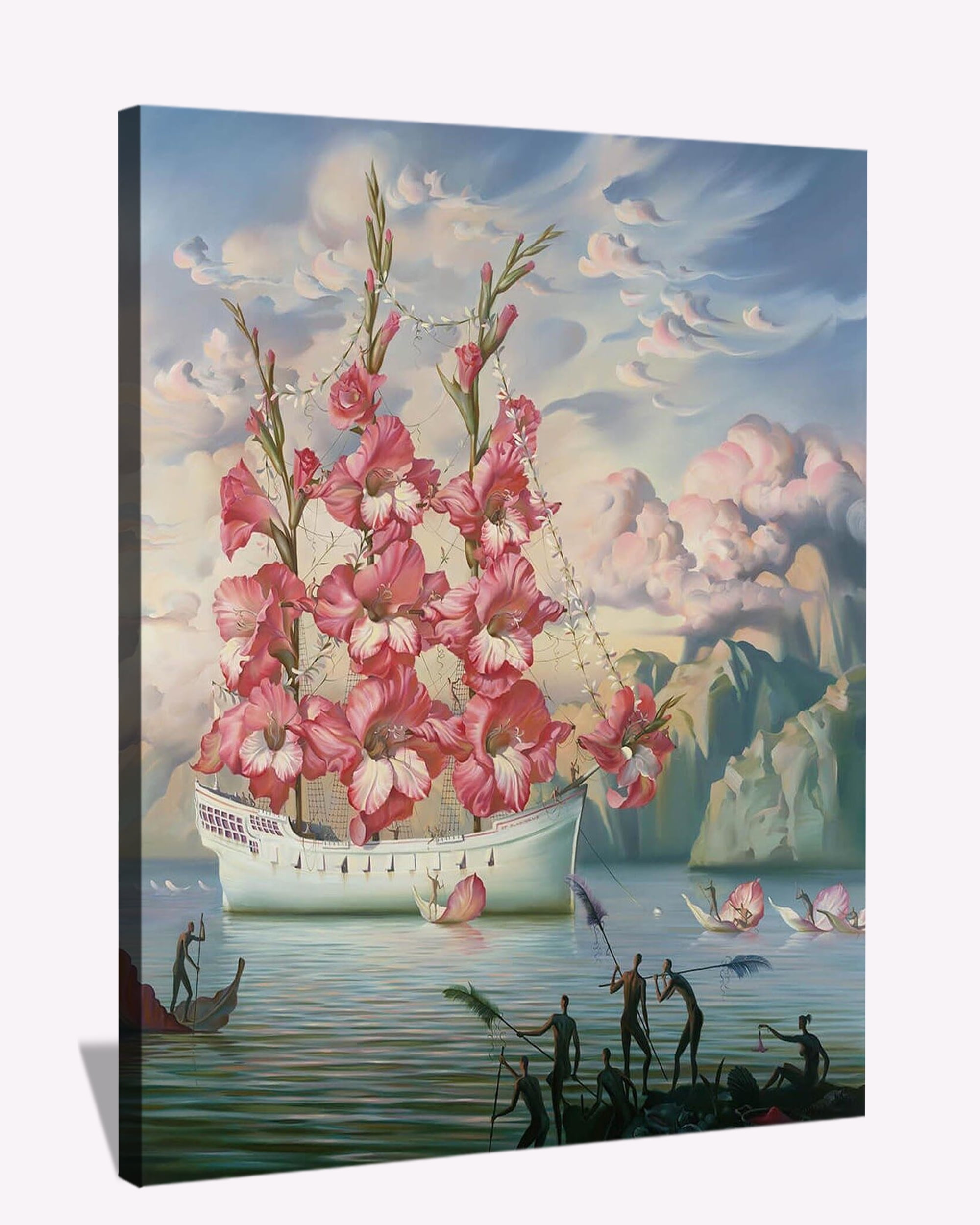 Vladimir Kush Flower Ship Wall Art Large Framed Painting Dali Style ...