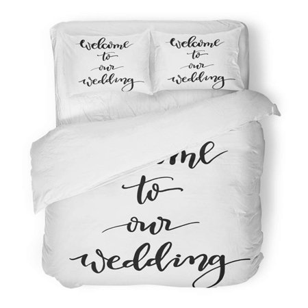 RYLABLUE 3 Piece Bedding Set Sign Welcome to Our Wedding Hand Lettering ...