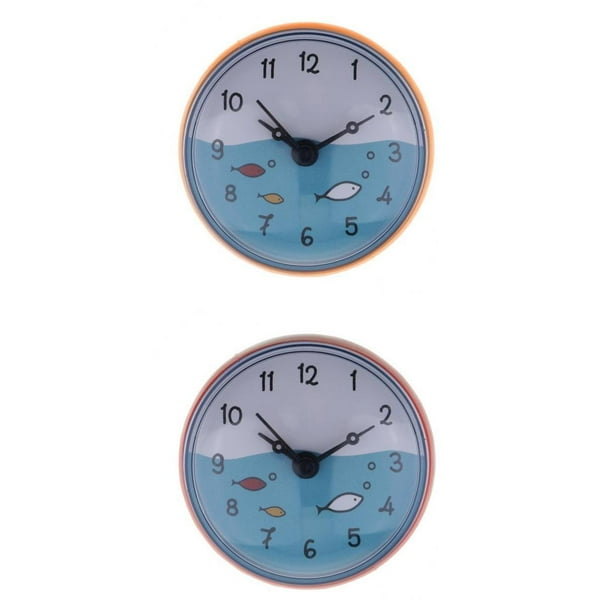 2-PACK Bathroom Clock Water Washroom Mini Bath Wall Clock Time Display ...