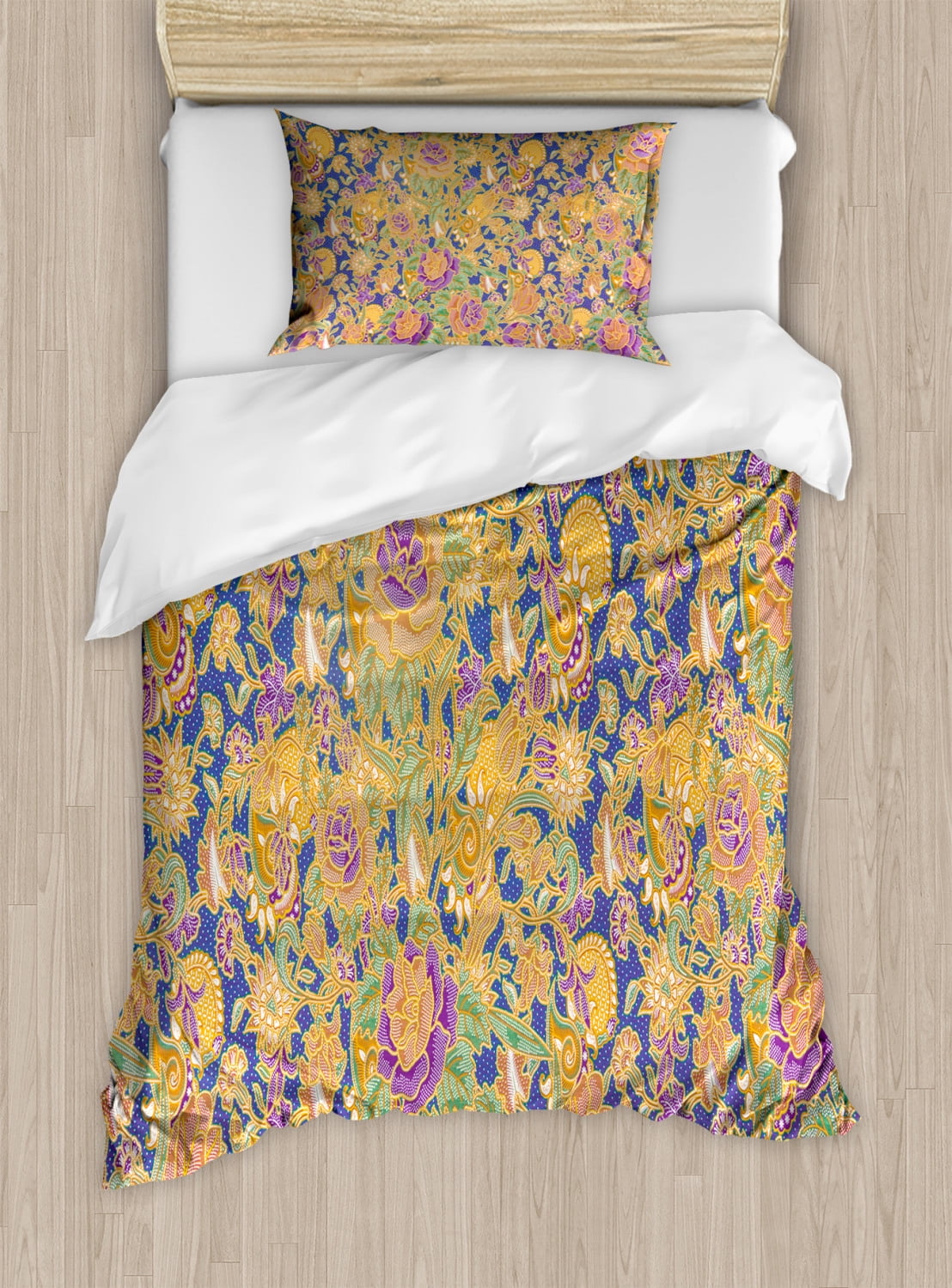 Asian Twin Size Duvet Cover Set, Graphic Image of an Indonesian Batik ...