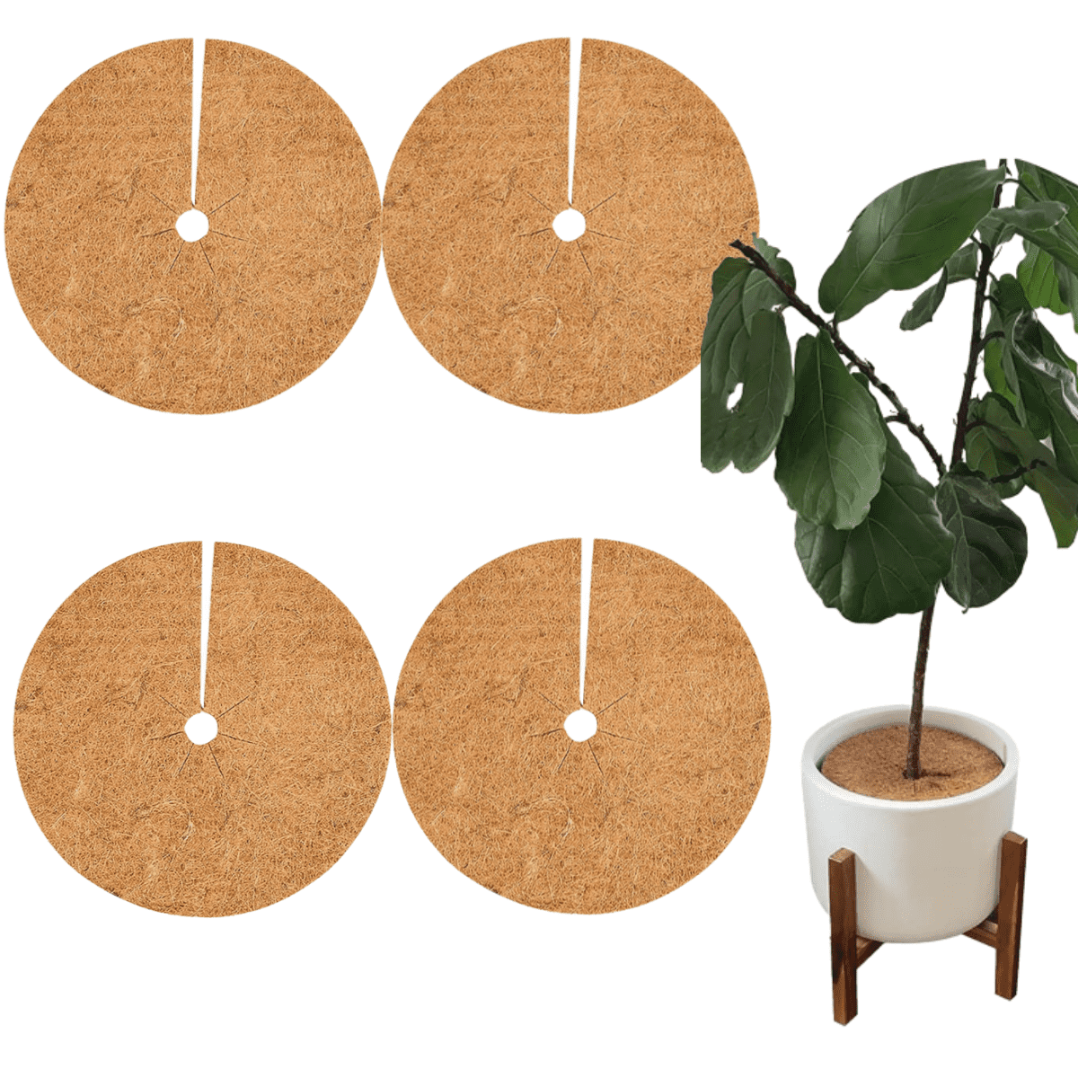 Trianu 4 Pcs Coconut Fibers Mulch Ring Tree Protector Mat- 11.8'' Plant ...