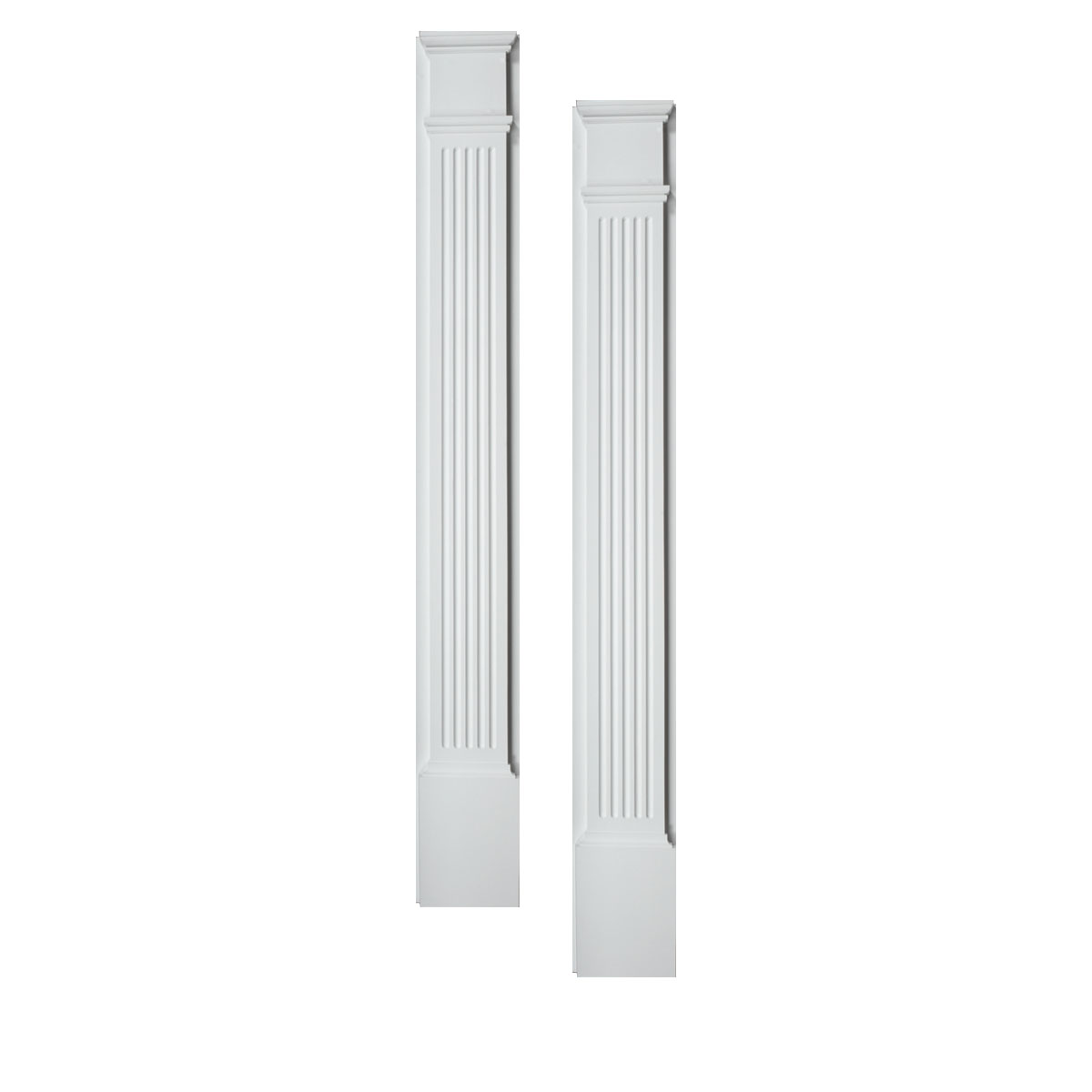11"W x 90"H x 3 1/2"P Fluted Pilaster w/ Plinth Block (Set of 2 ...