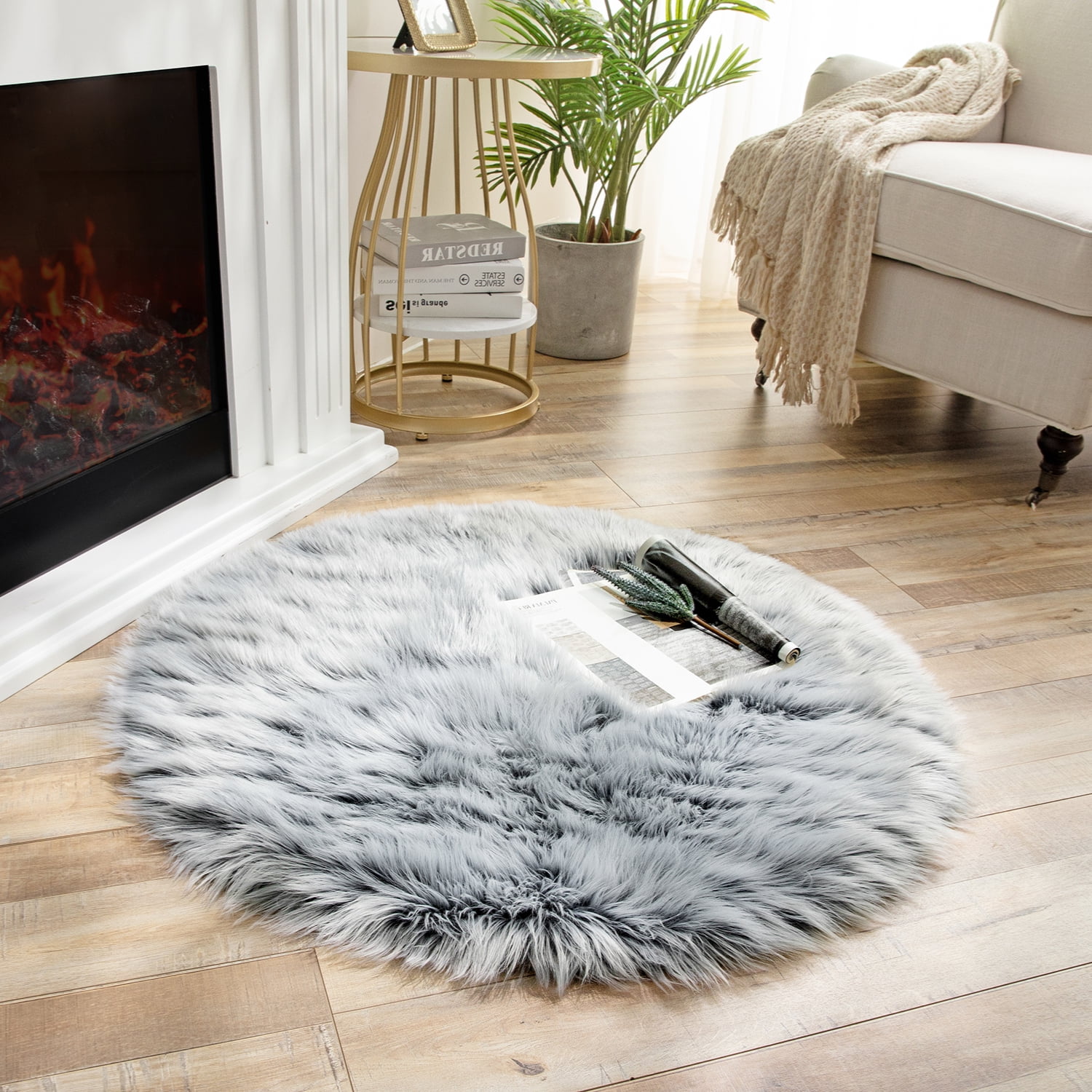Soft Fluffy Faux Sheepskin Fur Area Rug, Home Decorative Indoor Floor ...