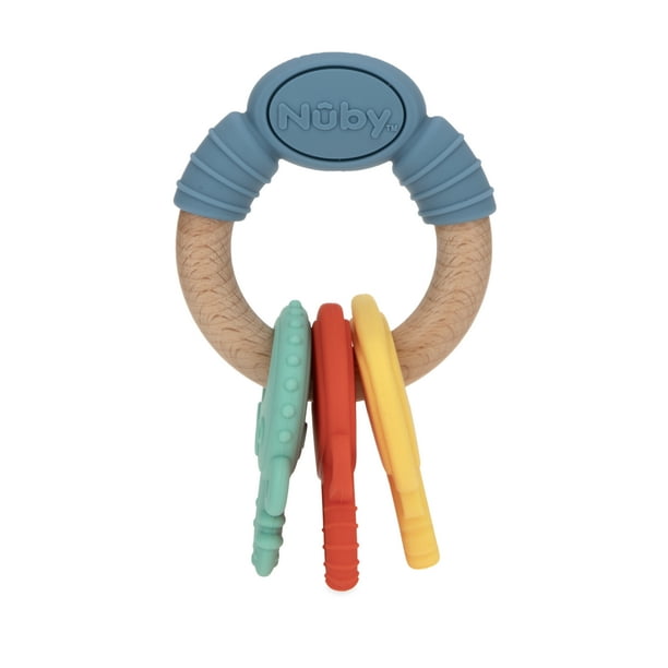 Nuby Natural Silicone and Wood Teether, Key Ring Design - Walmart.com
