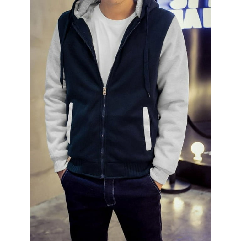 Men’s Combo Color Faux Fur Lined Zip Up Hoodie Men’s Combo Color Faux Fur Lined Zip Up Hoodie