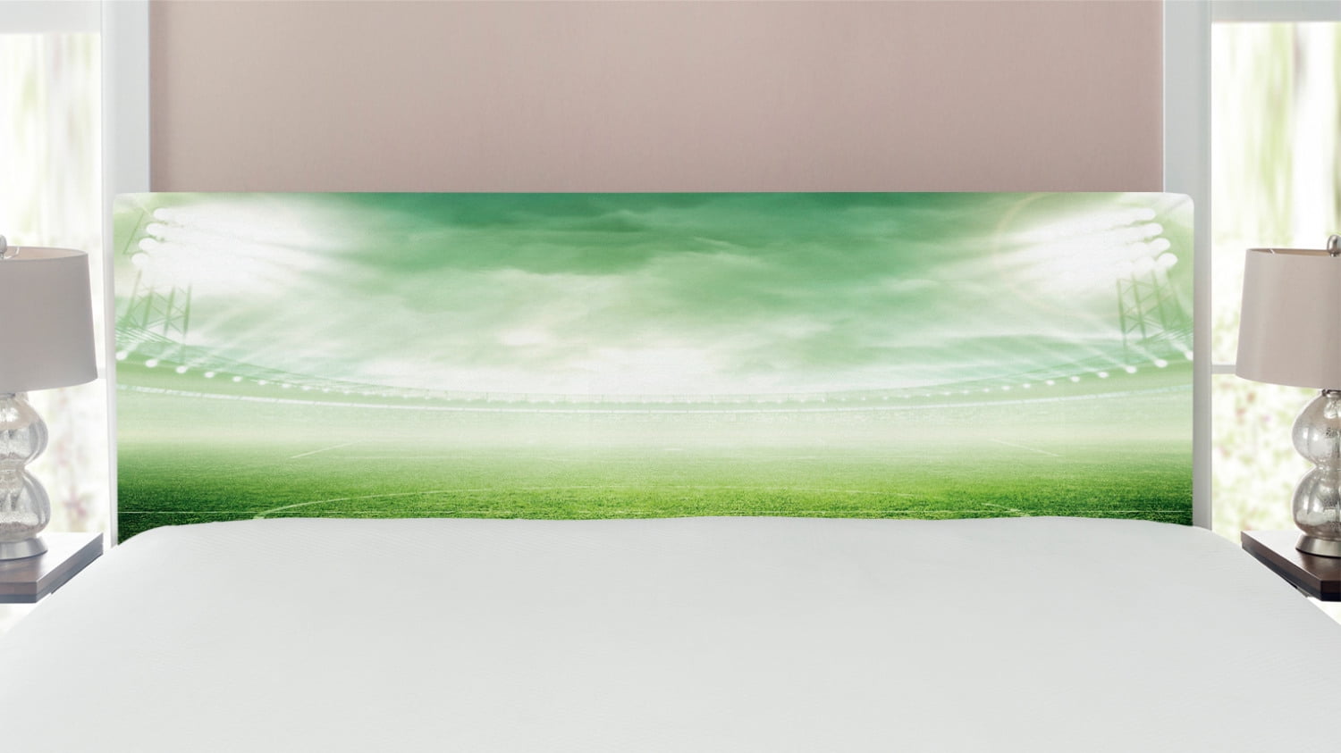 Soccer Headboard, Pattern of Stadium at Night View Football Arena ...