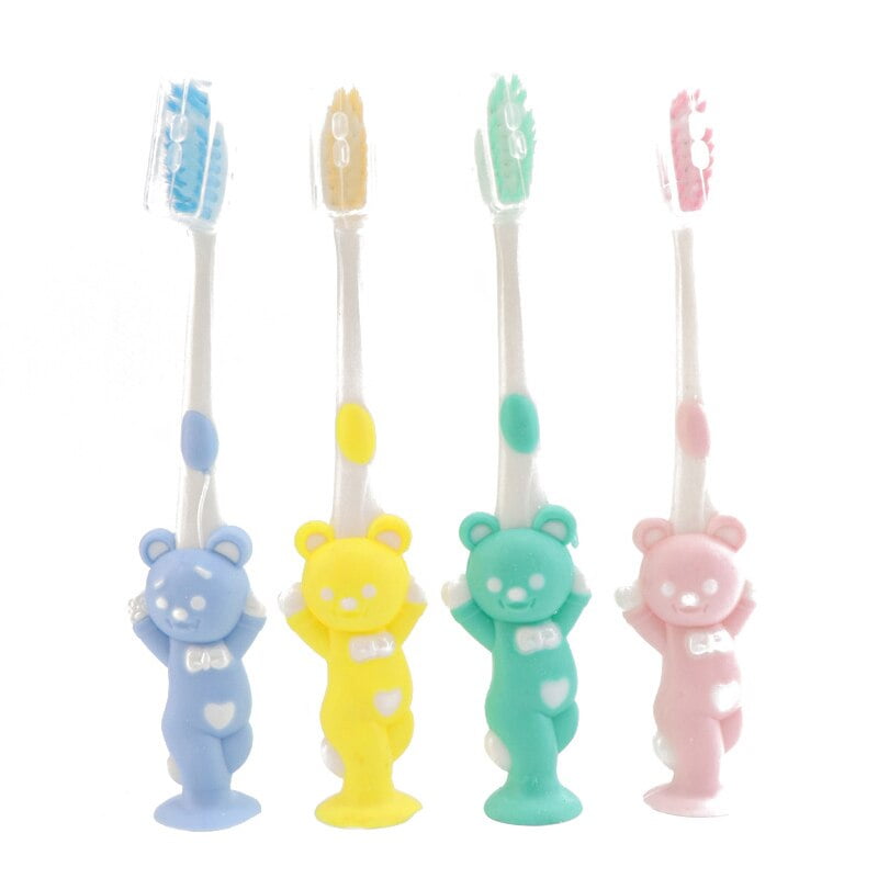 4pcs/Set Kids Toothbrush Cute Cartoon Bear Rabbit Silicone Soft Tooth ...