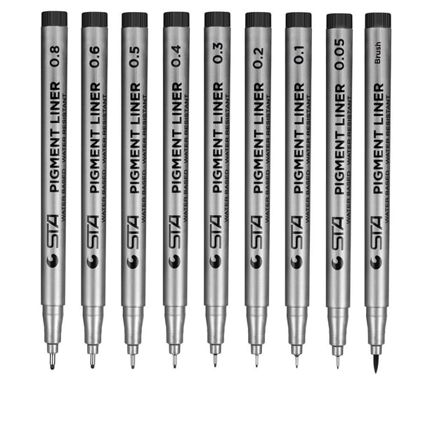 9Pcs Hand Painted Pens Waterproof Micro Line Pens Illustration Drawing ...