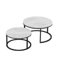 Branax Modern Nesting Coffee Tables, Set of 2 Walnut Round 31.5 Inch ...
