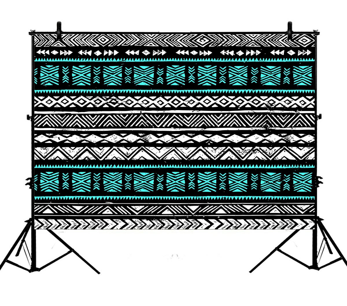 PHFZK 7x5ft Geometric Backdrops, Black White and Turquoise Tribal Aztec ...