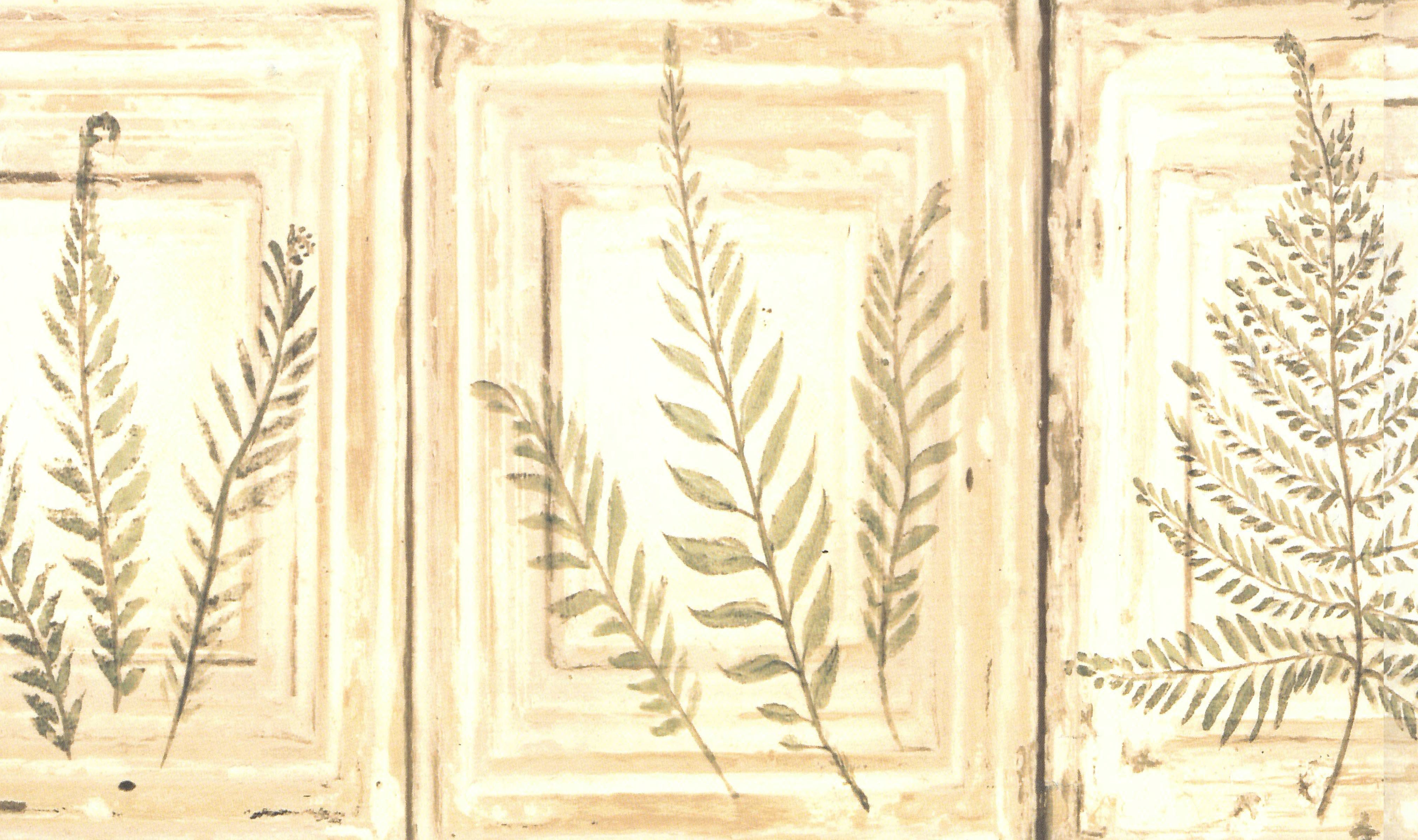 Prepasted Wallpaper Border - Abstract Brown, Beige Branches, Leaves in ...