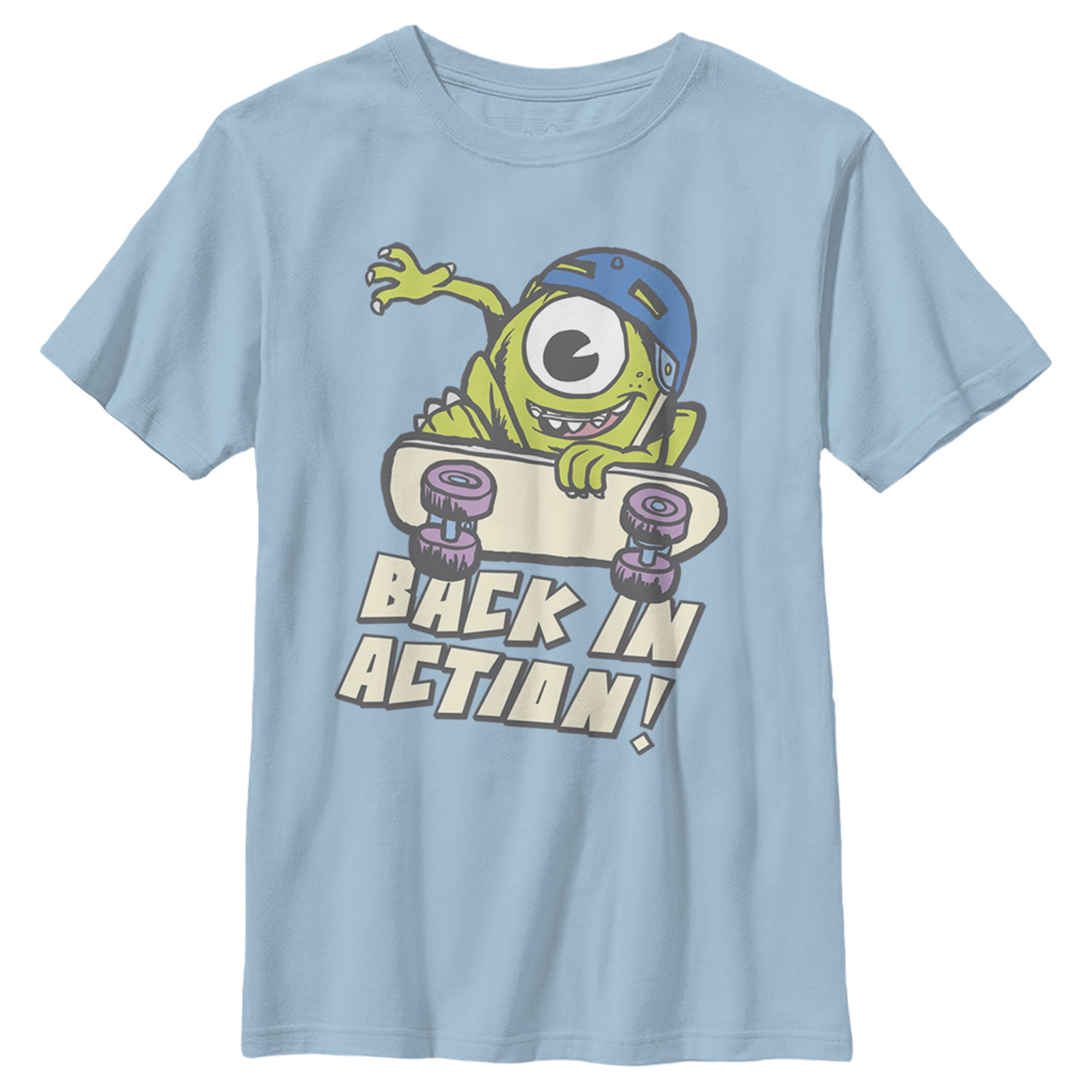 Boy's Monsters Inc Mike Back in Action Graphic Tee Light Blue Medium ...