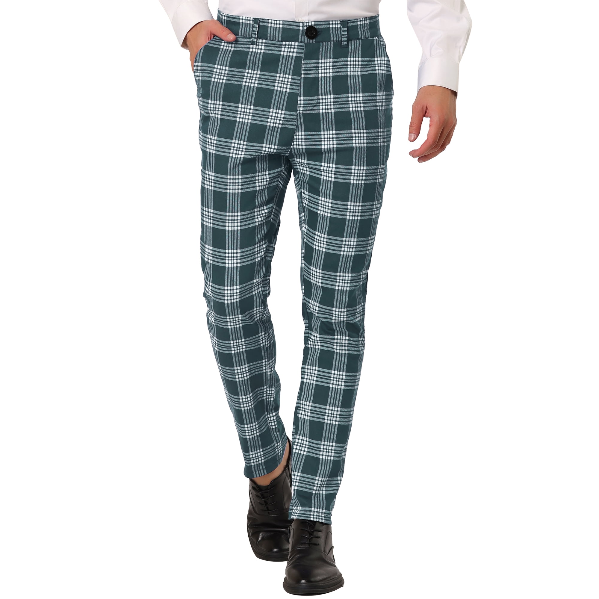 Click here for Inspire Chic Mens Plaid Pants Casual Slim Fit Flat... prices
