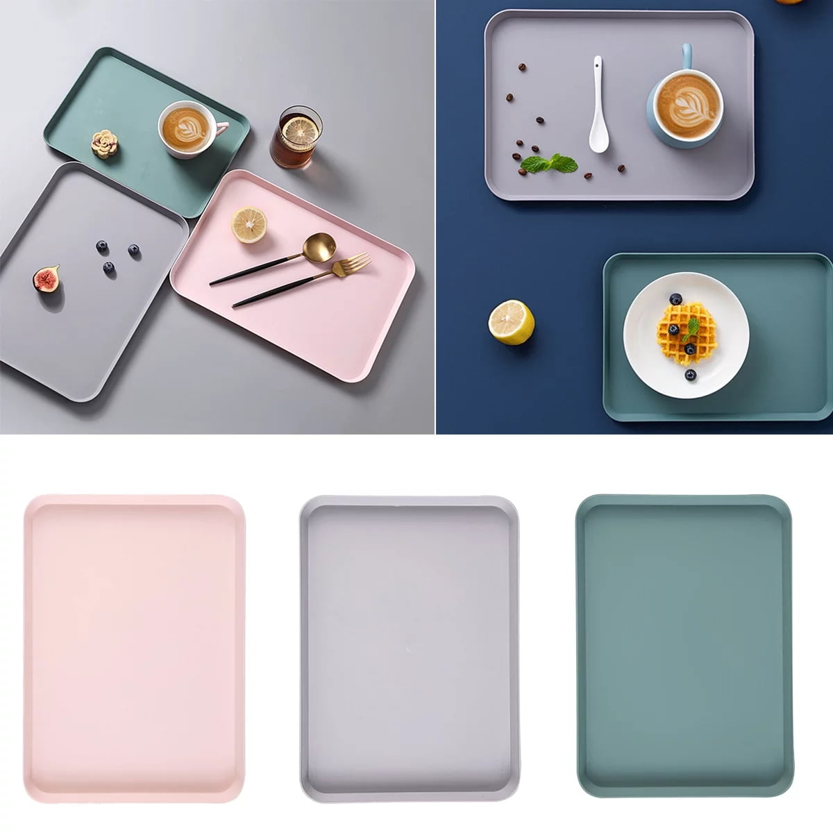 Plastic Serving Food Plate Tray, Unbreakable Lightweight Dinner Tray ...