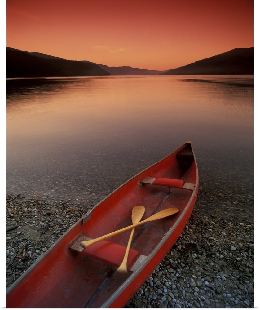 Canoeing on a mountain lake Large Poster Print Watercolor Art Print ...