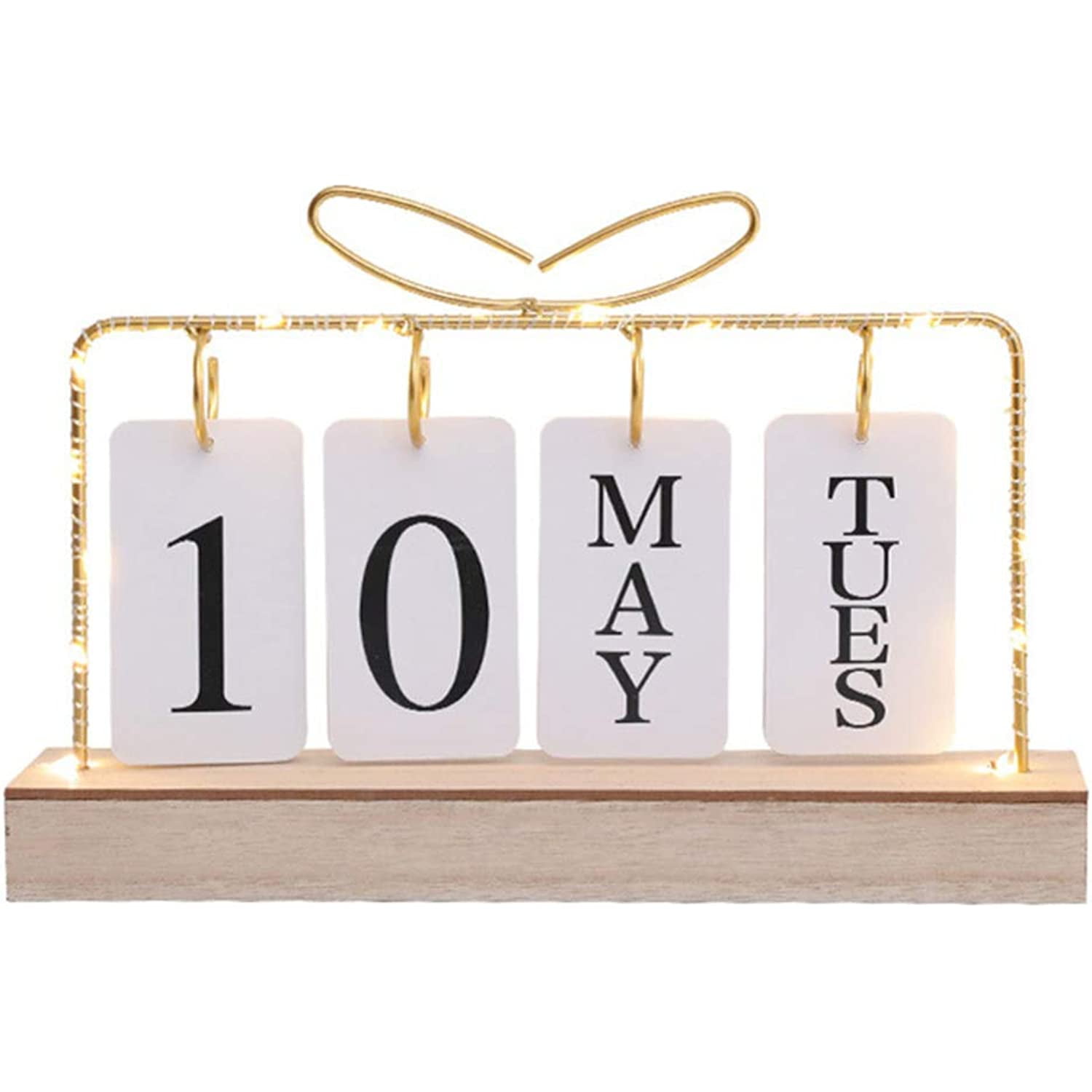 Holzlrgus Vintage Wooden Desk Perpetual Led Calendar Planner Week Date ...