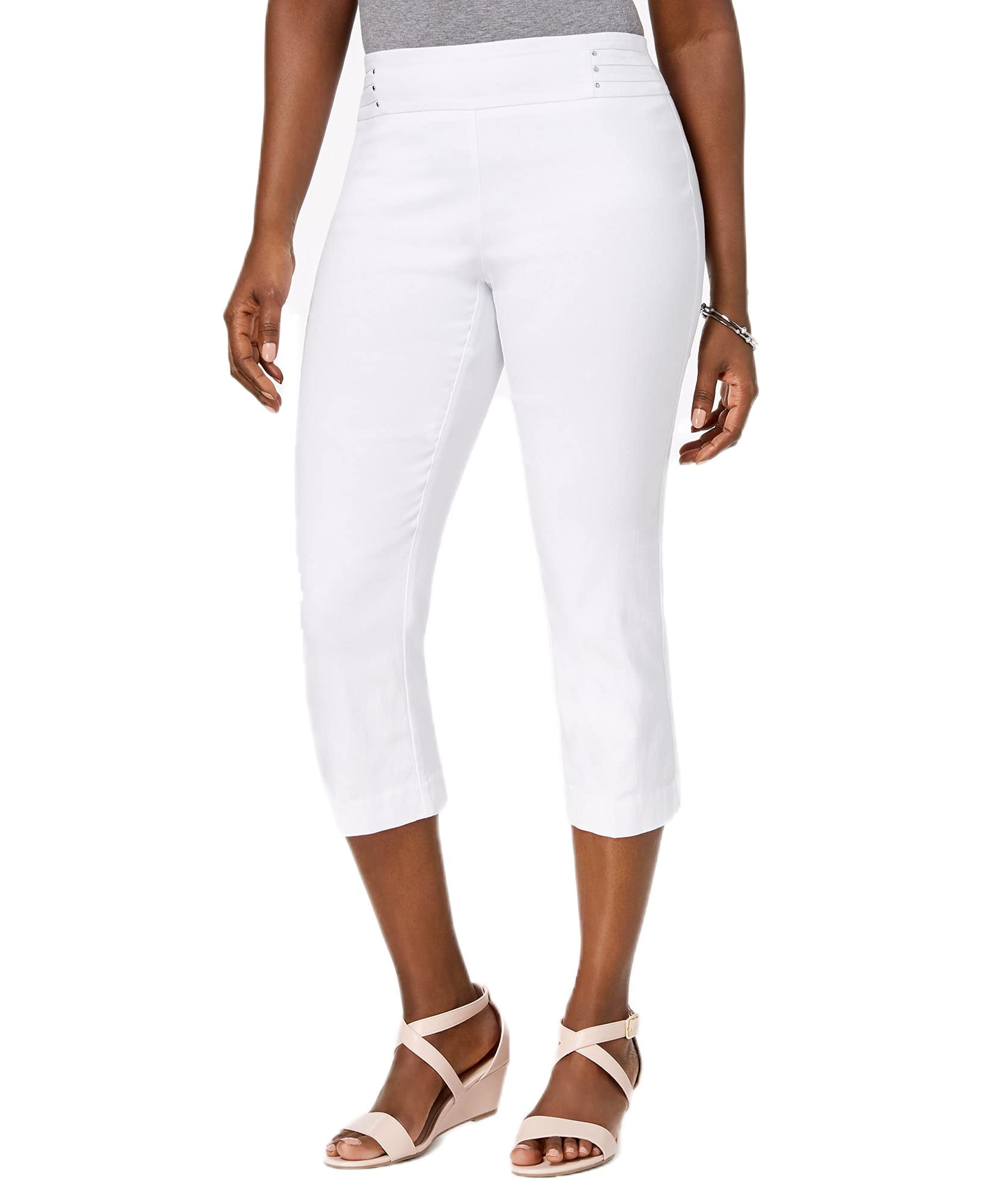 MSRP $50 Jm Collection Tummy Control Capri Pants White Size Petite ...