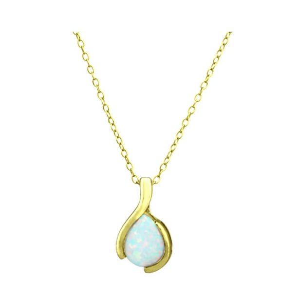 Gold Plated Over Sterling Silver Created Opal Pendant - Walmart.com