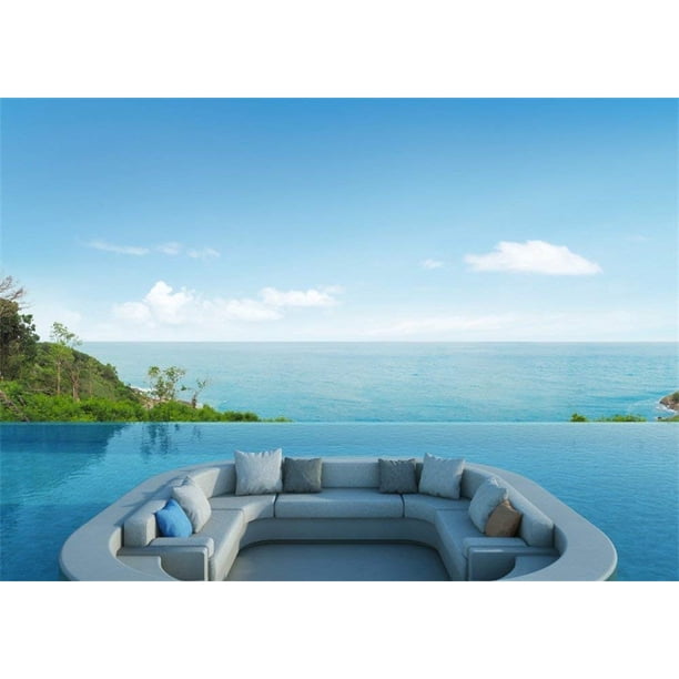 ABPHOTO Polyester 7x5ft Swimming Pool Backdrop Luxurious Sofa Creative ...
