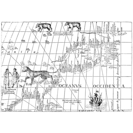 Cabot: New World Map, 1544. /Ndetail From Sebastian Cabot'S 1544 Map Of ...
