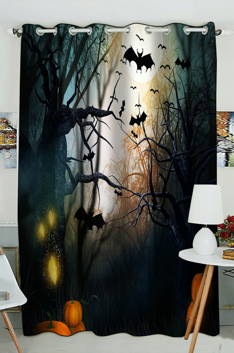 ECZJNT Scary Halloween Blackout Window Curtain Drapery One Panel 52x84 ...