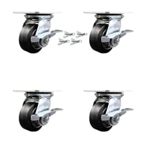 3.25 Inch Phenolic Caster Set with Roller Bearings 2 Swivel Lock 2 ...