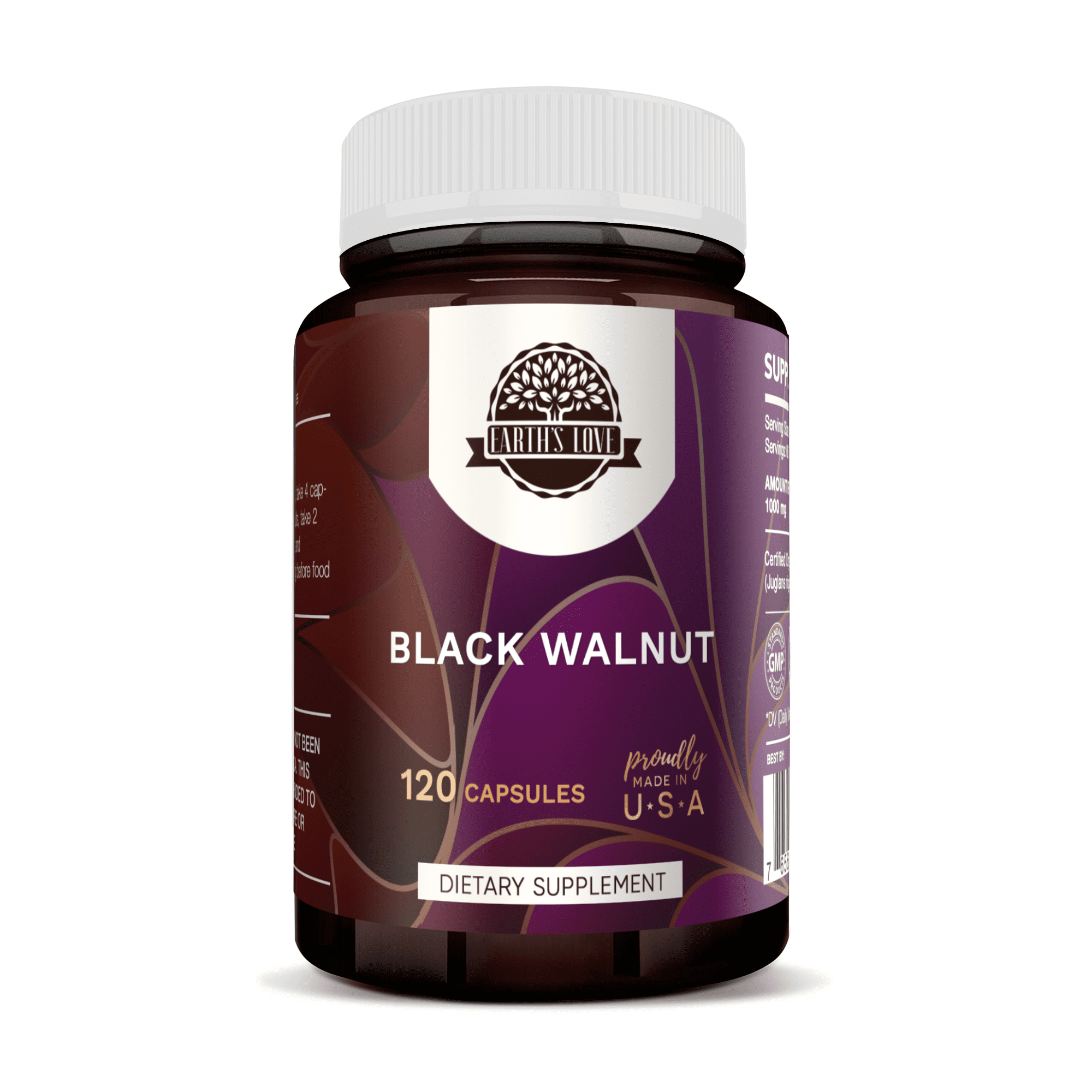 Earth's Love Black Walnut 120 Capsules, 500 mg, Organic Black Walnut ...