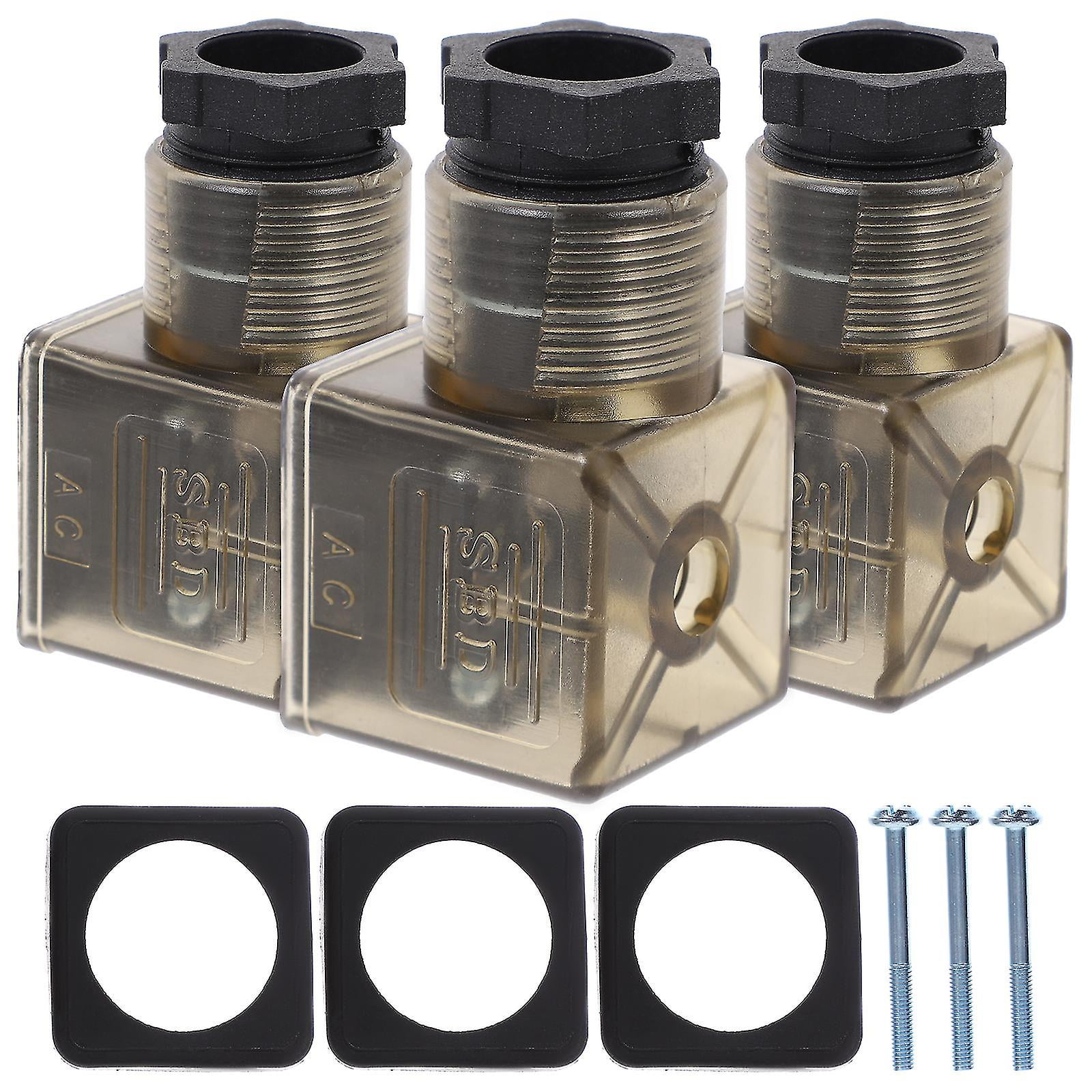 3 Pcs Black Case Hydraulic Solenoid Connector Junction Box Solenoid ...