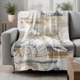 Beige Grey Coastal Blanket Soft Cozy Warm Throw Blanket for Couch ...