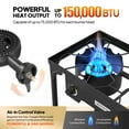 ROVSUN 2 Burner Outdoor Propane Gas Stove, 150,000 BTU, High Pressure, 20 PSI Regulator ...