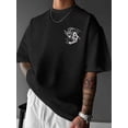 Black Mens Loose Fit Crew Neck T-Shirt With White Koi Fish Graphic ...