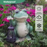 ABWL Solar Powered Big Mouth Frog Garden Statues, Whimsical Lantern ...