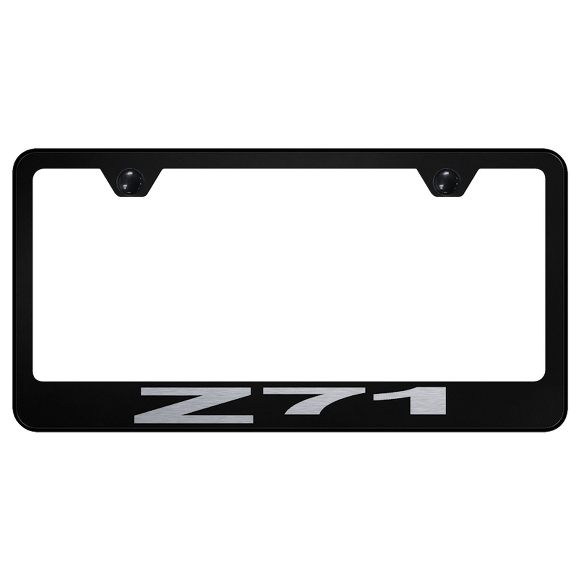Chevy Z71 Laser Etched Logo Stainless Steel License Plate Frame (Black ...