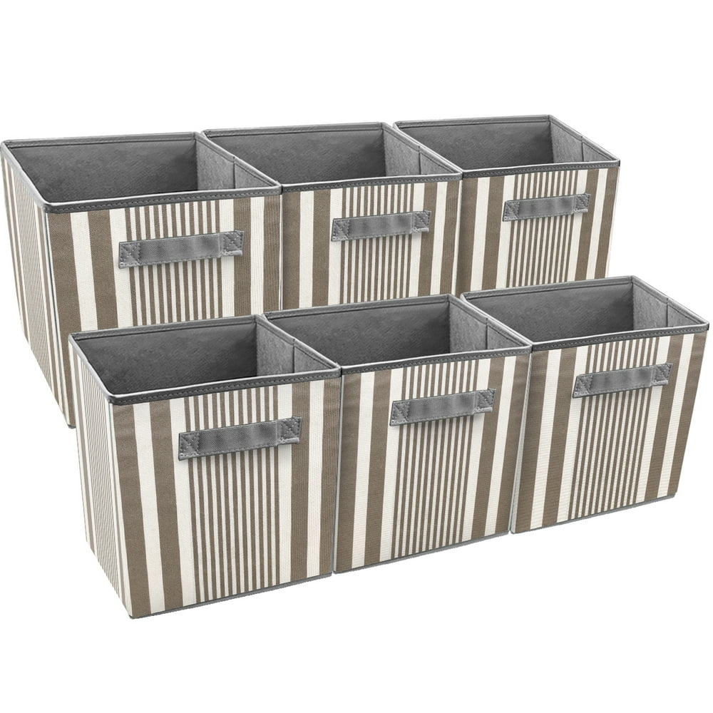 Sorbus Foldable Storage Cube Basket Bin 6 Pack Vertical Stripe Line Pattern