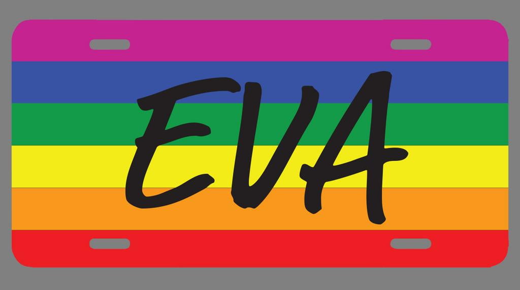 Eva Name Pride Flag Style License Plate Tag Vanity Novelty Metal | UV ...