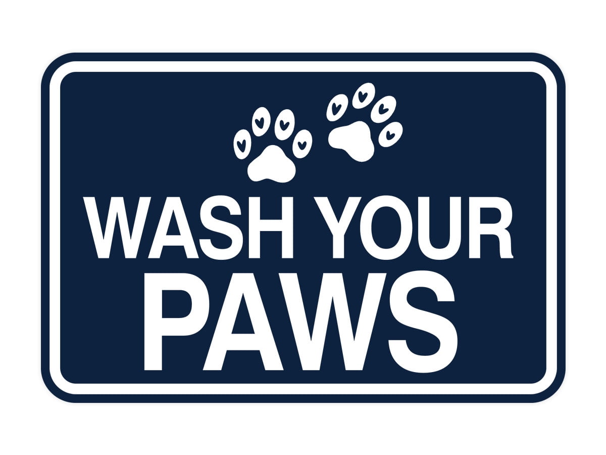 Signs ByLITA Classic Framed Wash Your Paws Sign (Navy Blue / White ...
