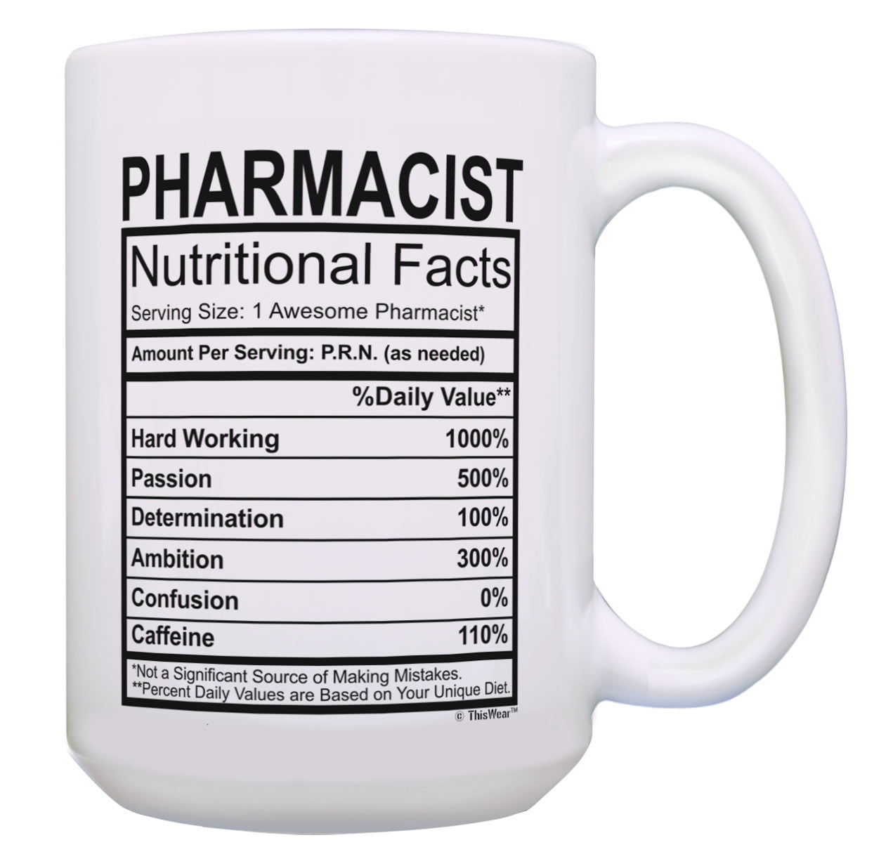 ThisWear Funny Pharmacy Gifts Pharmacist Nutritional Facts Mug ...