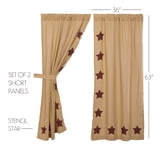 VHC Brands Burlap Natural with Burgundy Stars Primitive 63"x36" Panel ...