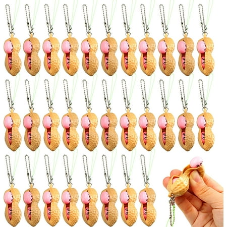 Hicarer 30 Pieces Peanut Fidget Toys Keychain Facial Expressions Peanut ...