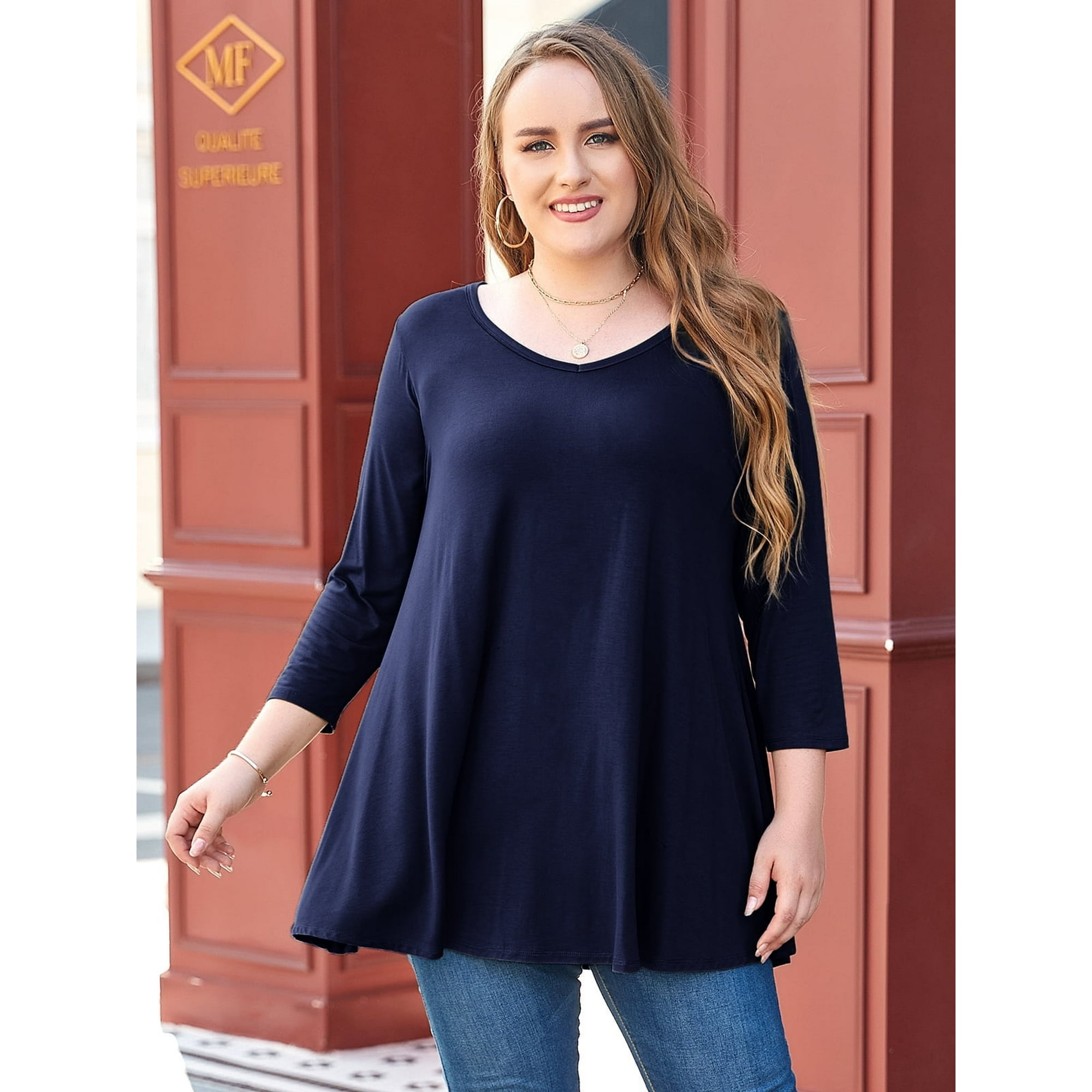 Click here for Larace Womens Plus Size Shirts V Neck 3/4 Sleeve S... prices