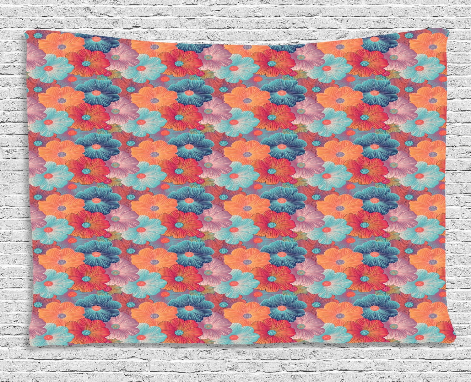 Floral Tapestry, Repeating Pattern Overlapped Flower Petals in Various ...