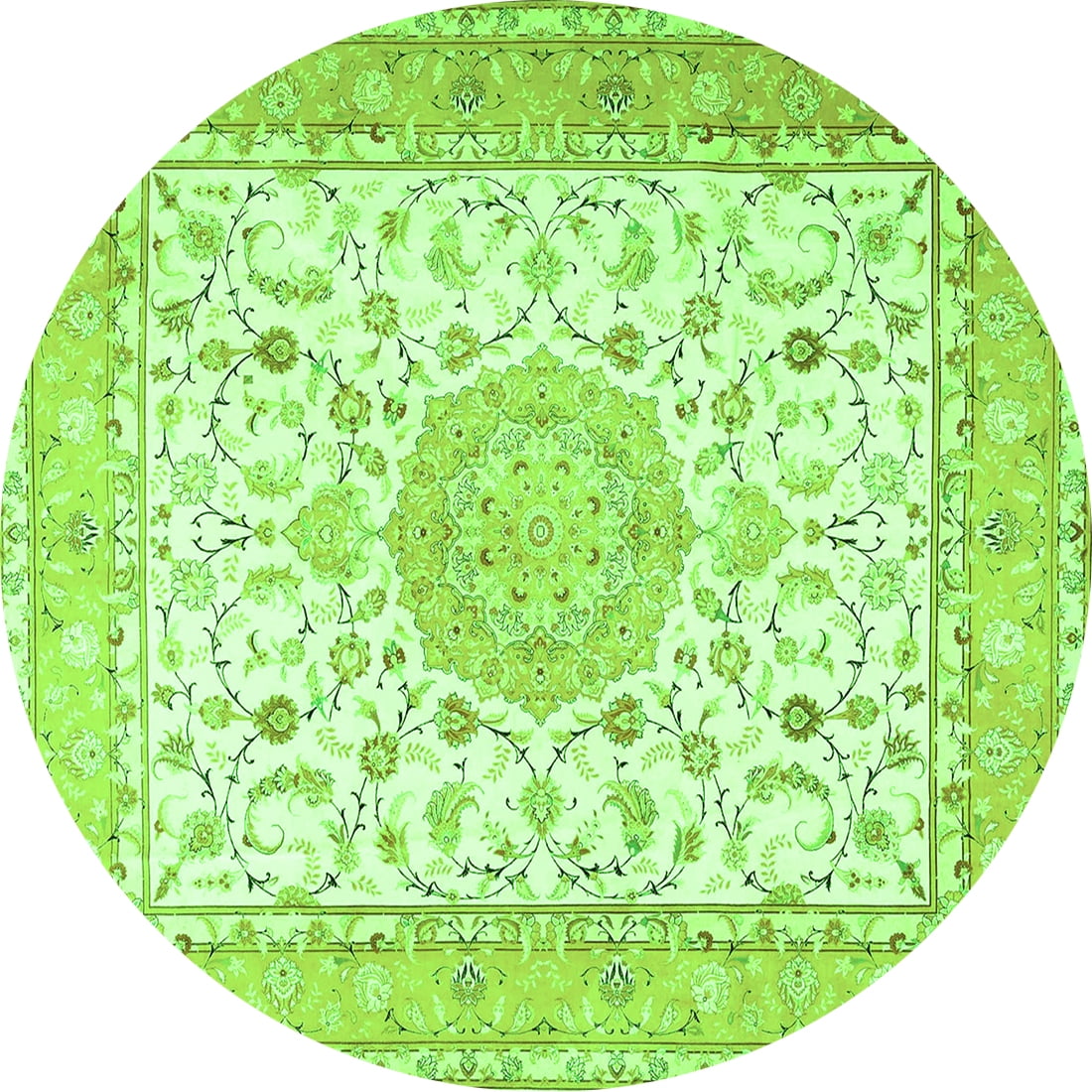 Ahgly Company Indoor Round Medallion Green Traditional Area Rugs, 8 ...