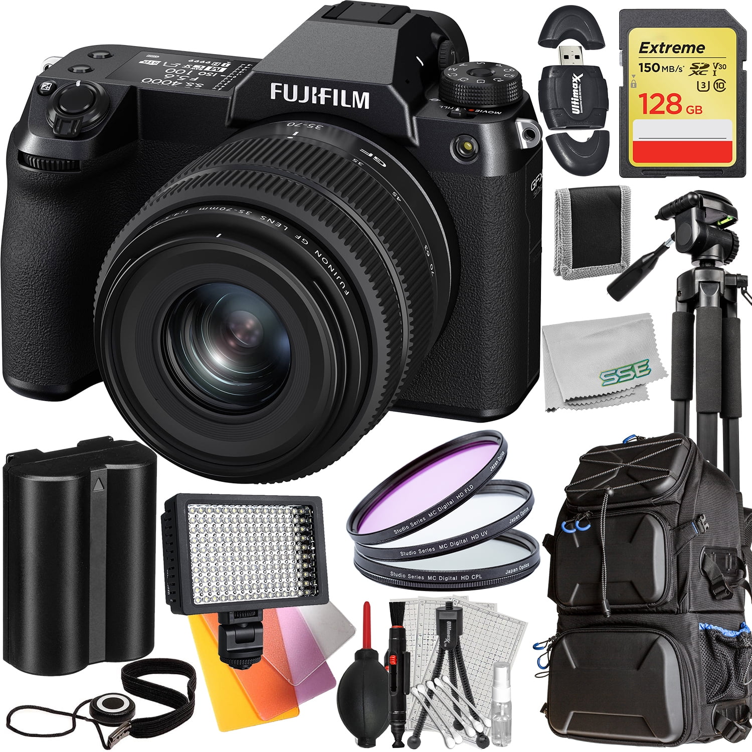 FUJIFILM GFX 50S II Medium Format Mirrorless Camera with 35-70mm Lens Kit + Essential Accessory ...