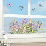 Colorful Floral Blue Wind Chime Electrostatic Window Stickers Double ...