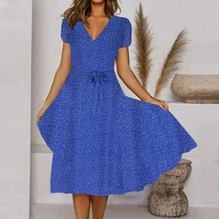 QUYUON Womens Beach Dresses Summer Casual V-Neck Short QUYUON Womens Beach Dresses Summer Casual V-Neck Short