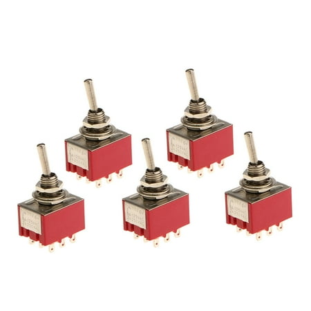 125VAC 5A, 250VAC 2A On/On 9 PIN Mini Toggle Switch Red 5pcs/Pack ...