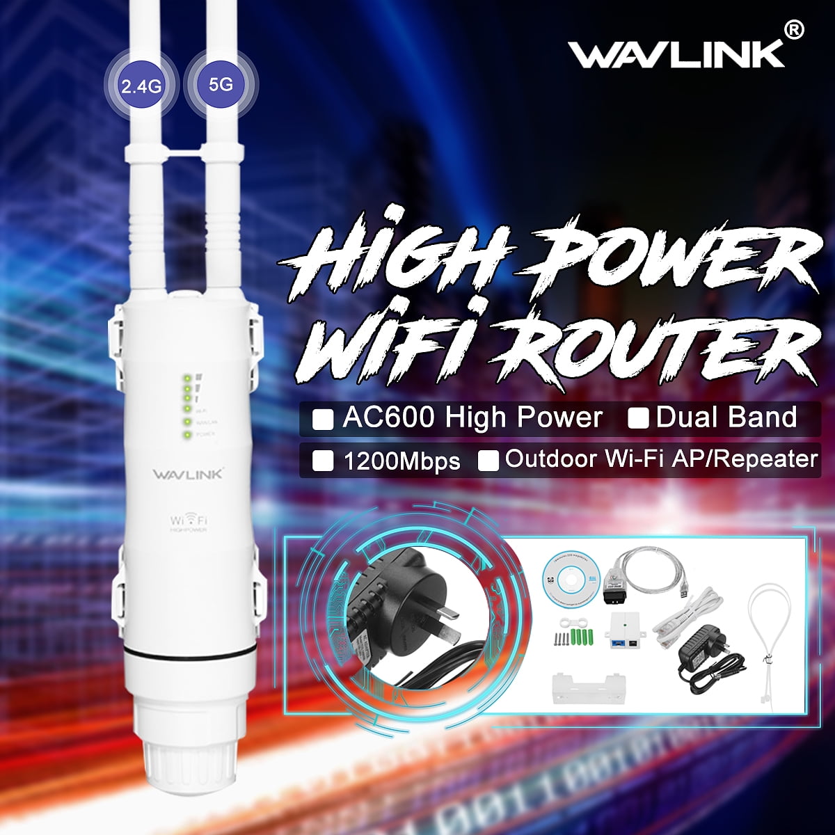 AU Plug Adapter Wavlink AC600 2.4g/5G Wifi Signal Booster & Ranger ...